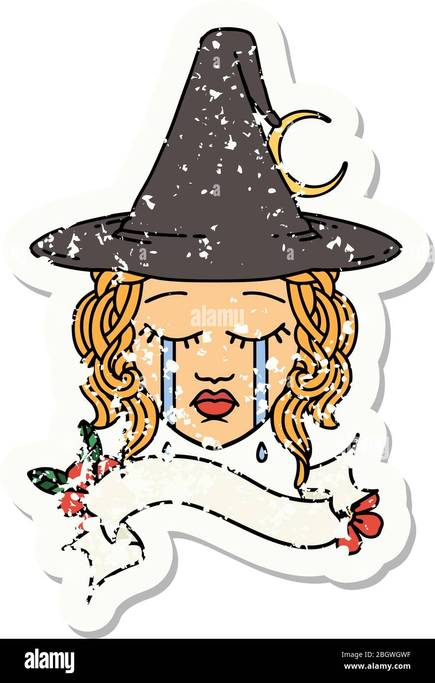 grunge sticker of a human witch character face Stock Vector Image & Art ...