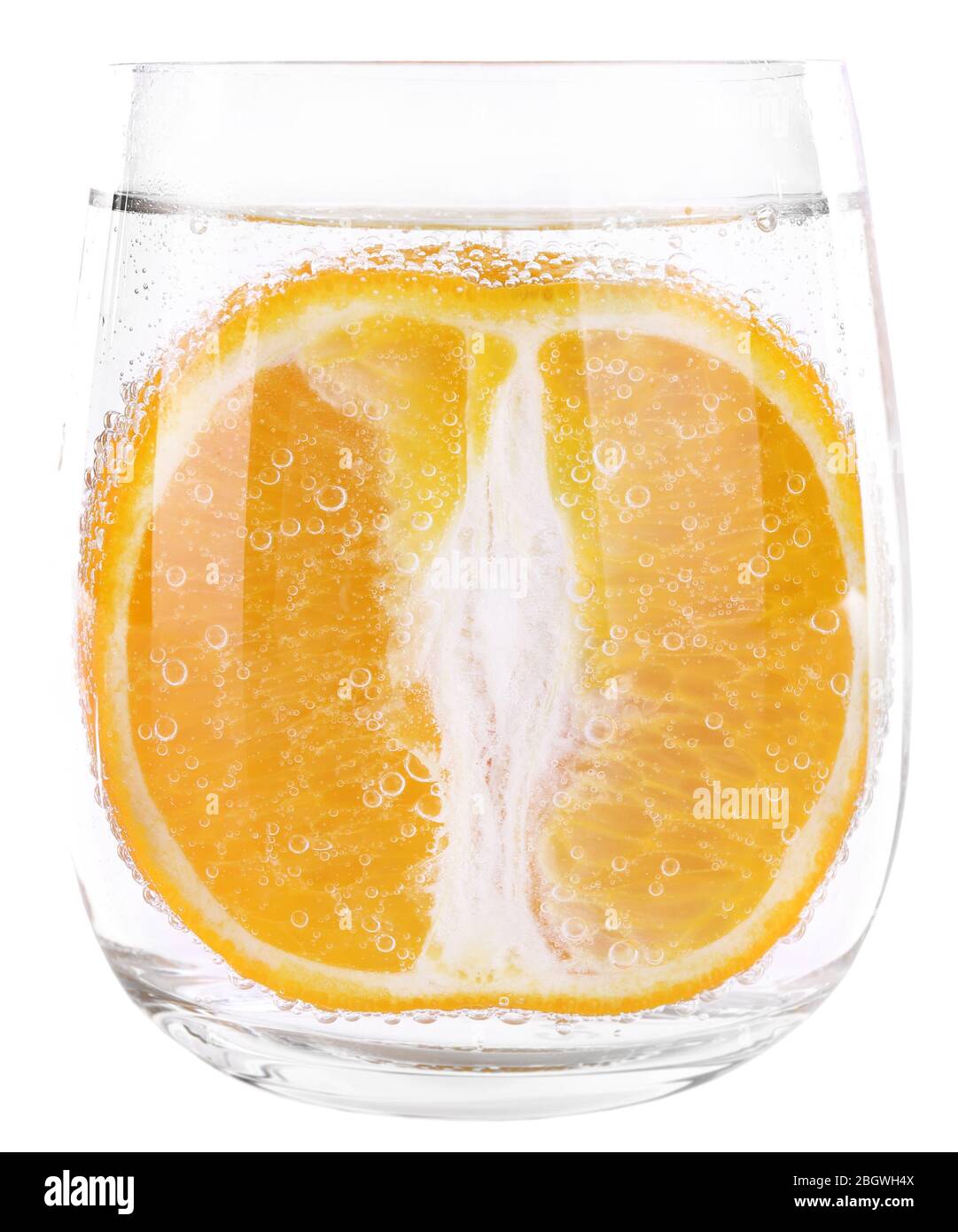 Orange in glass of water isolated on white Stock Photo - Alamy