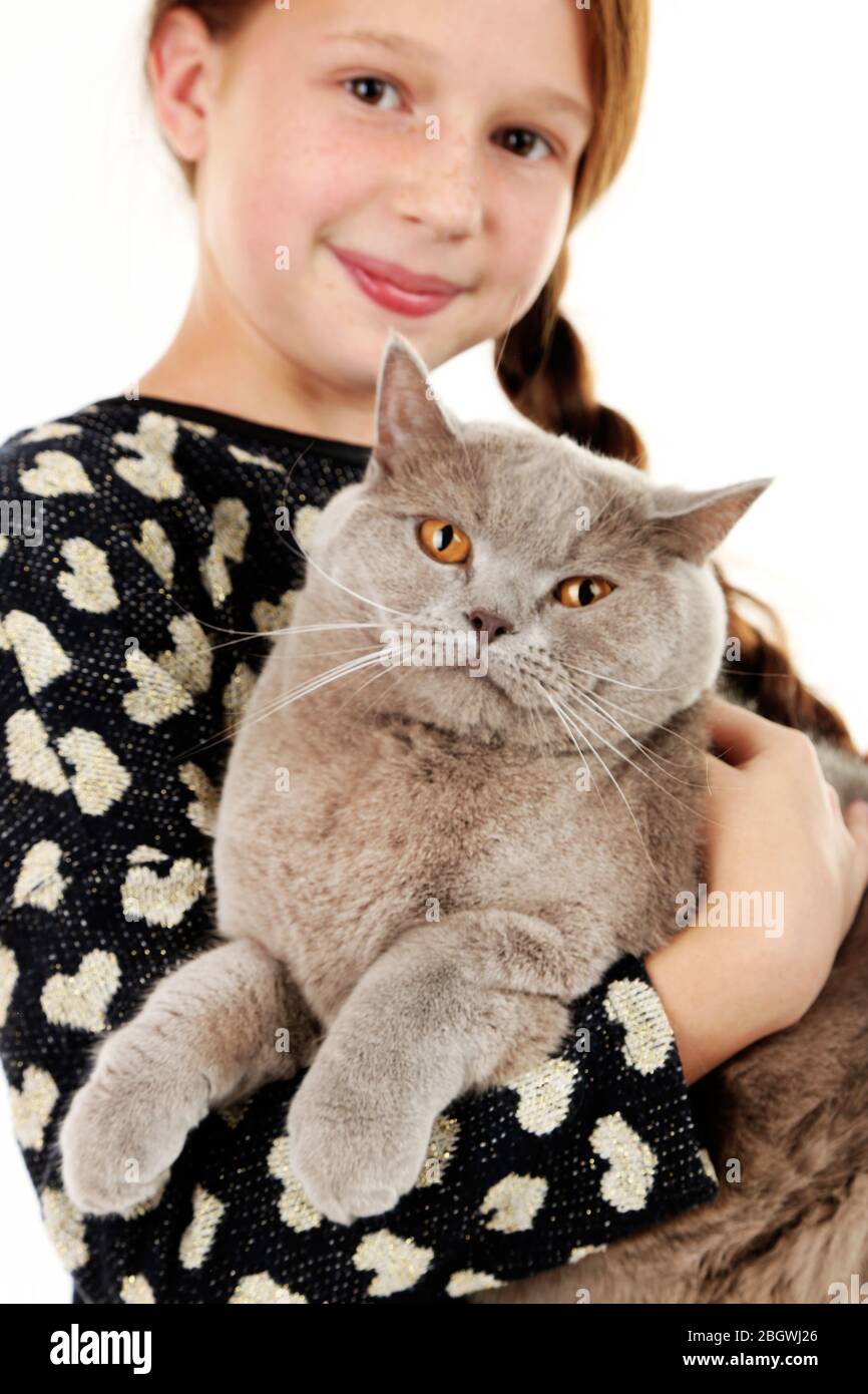 Pretty girl with pussycat hi-res stock photography and images - Alamy