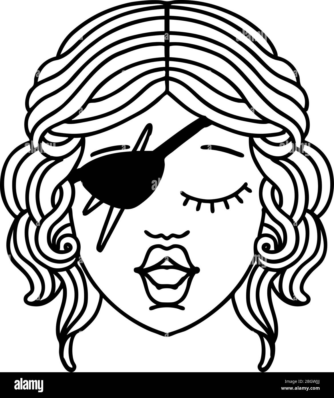 Black and White Tattoo linework Style human rogue character Stock ...