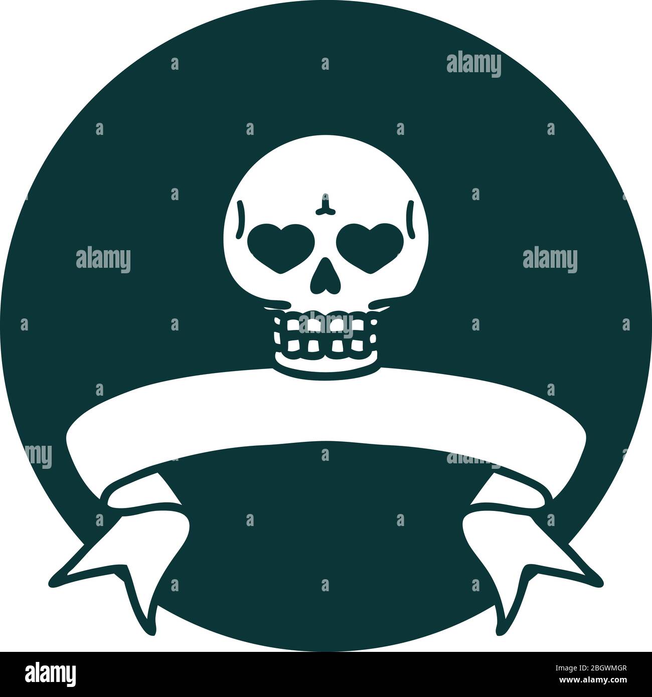 tattoo style icon with banner of a skull Stock Vector Image & Art - Alamy