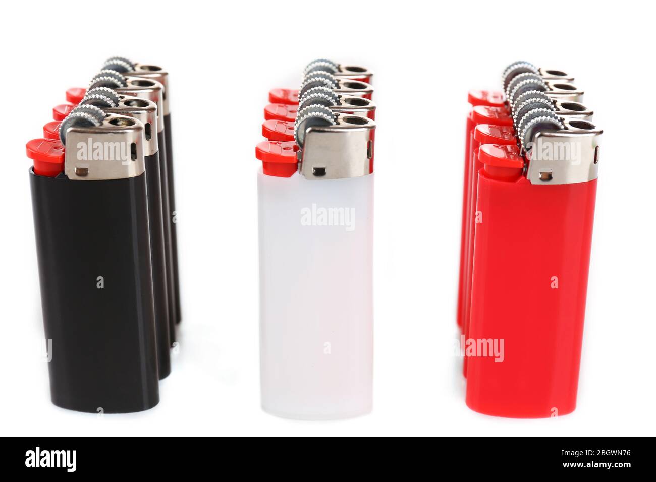 Colorful lighters isolated on white Stock Photo - Alamy