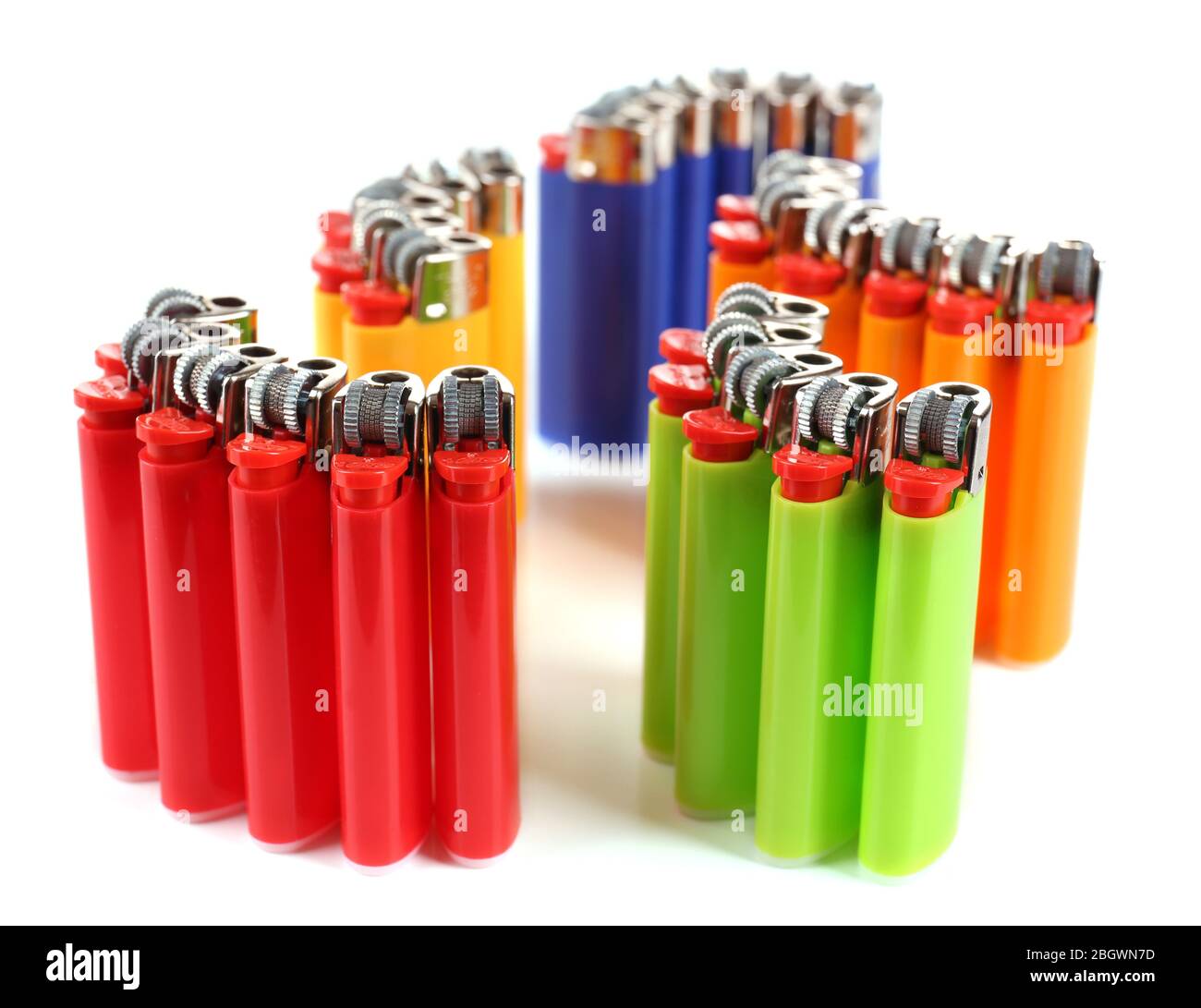Colorful lighters isolated on white Stock Photo - Alamy