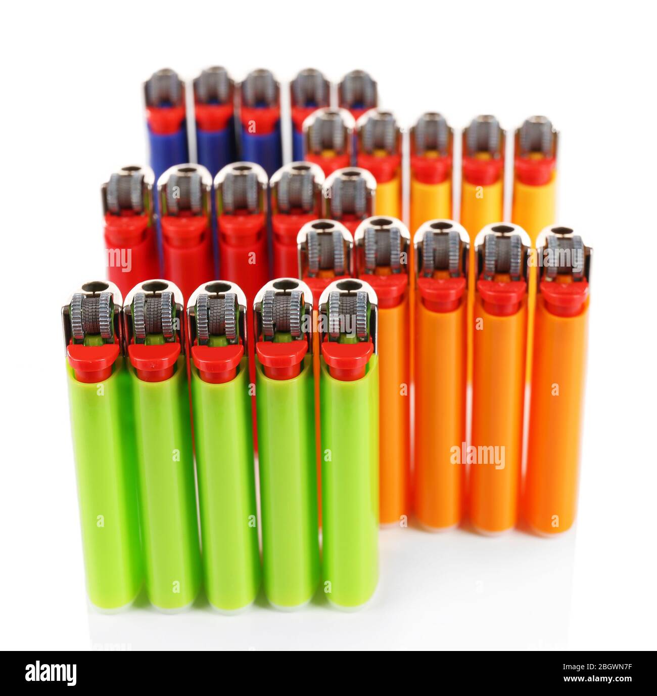 Colorful lighters isolated on white Stock Photo - Alamy