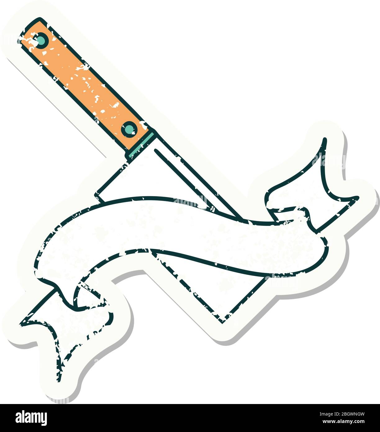 worn old sticker with banner of a meat cleaver Stock Vector Image & Art ...