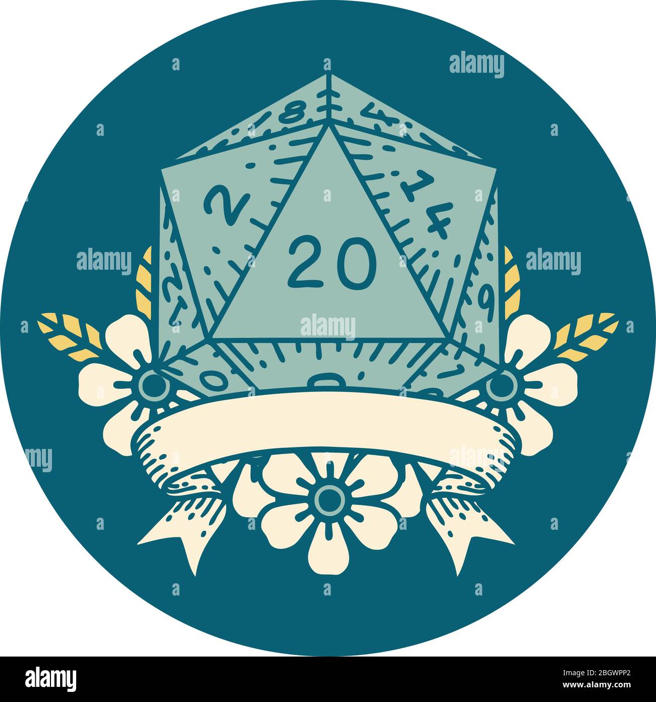 icon of natural 20 critical hit D20 dice roll Stock Vector Image & Art ...