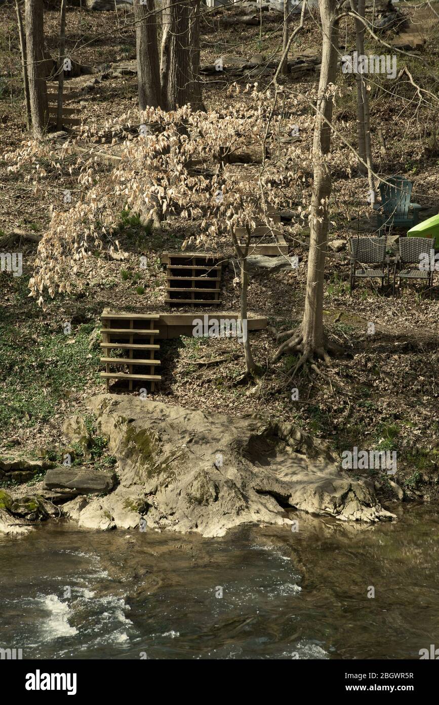 Nature walk trail, Mill Creek stream Stock Photo - Alamy