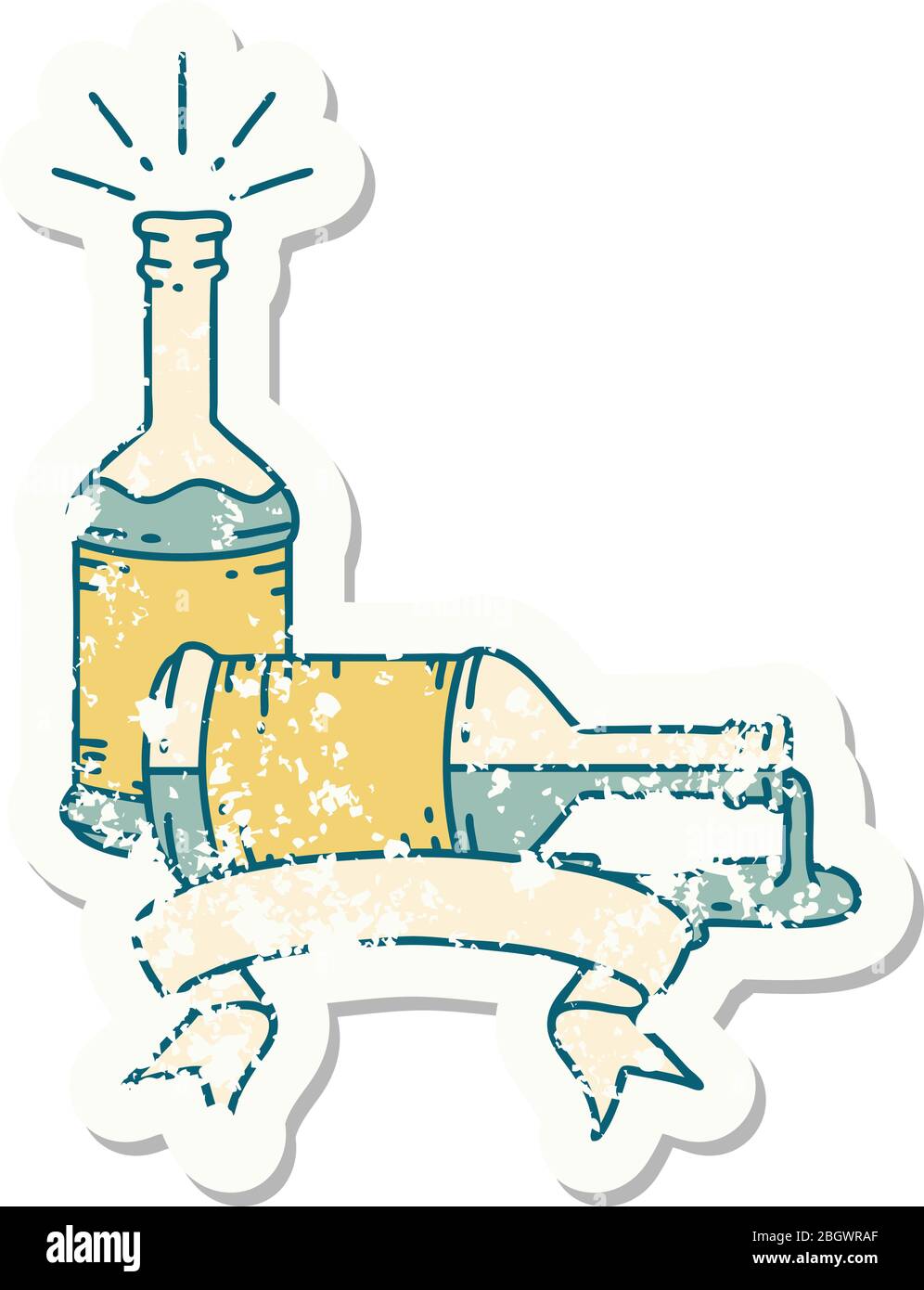 worn old sticker of a tattoo style beer bottles Stock Vector Image ...
