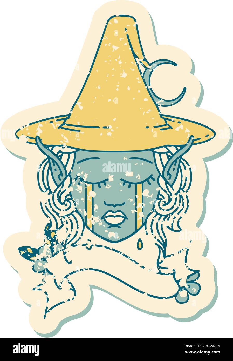 Retro Tattoo Style sad elf mage character face Stock Vector Image & Art ...