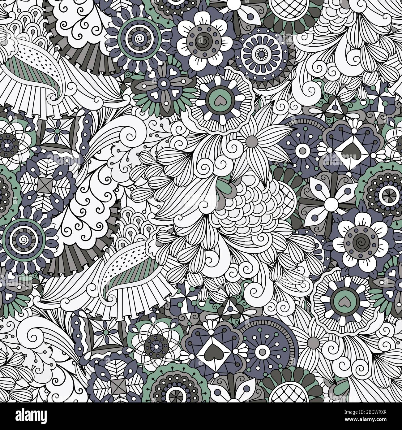 Lovely symmetrical full frame background on white with floral designs ...
