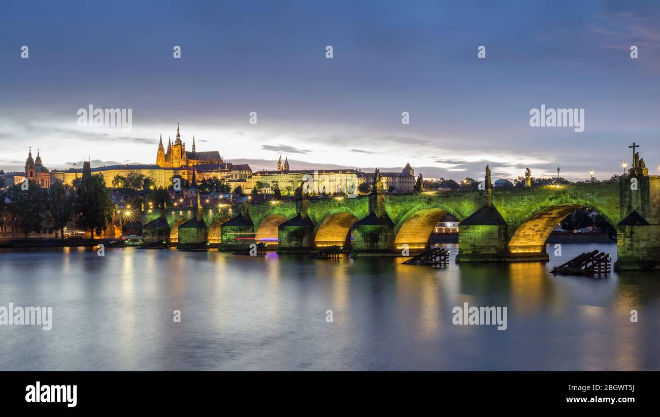 Famous iconic image of Prague castle and Charles Bridge, Prague, Czech ...