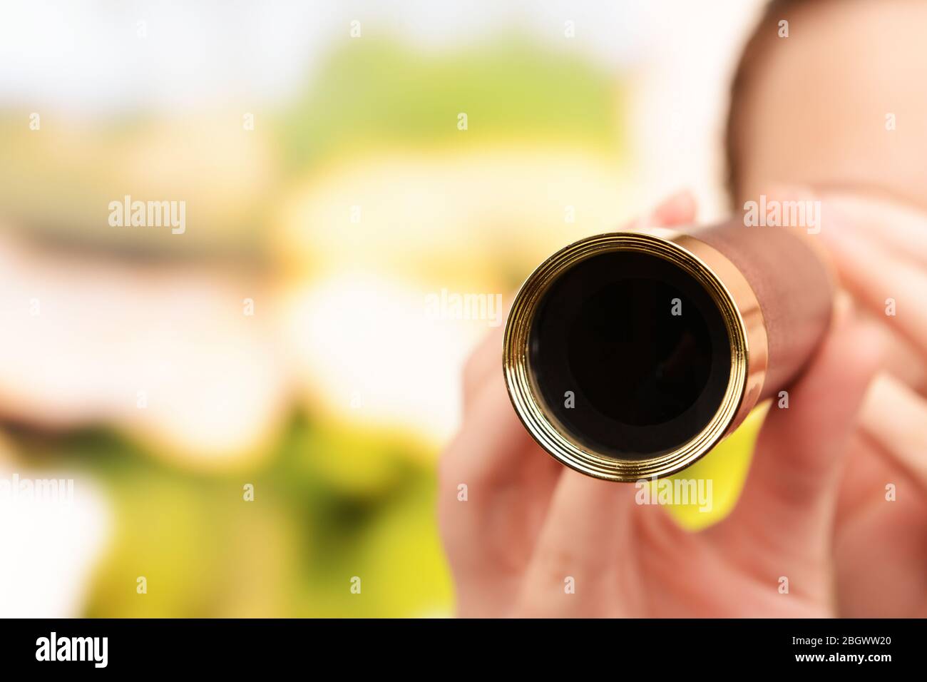 Girl watching spyglass hi-res stock photography and images - Alamy