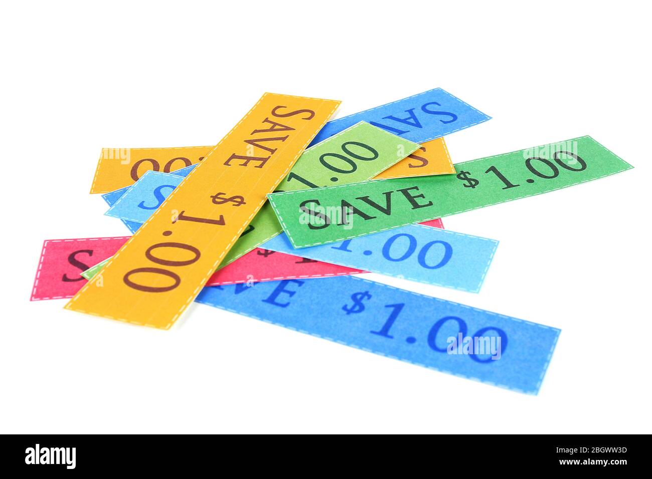 Set of cut coupons for shopping to save money, isolated on white Stock ...