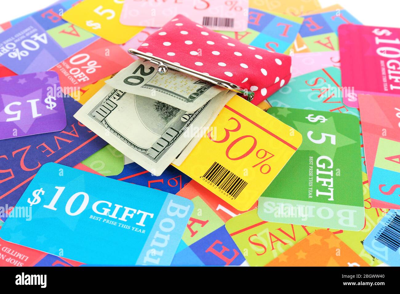 Set of cut coupons for shopping to save money Stock Photo - Alamy
