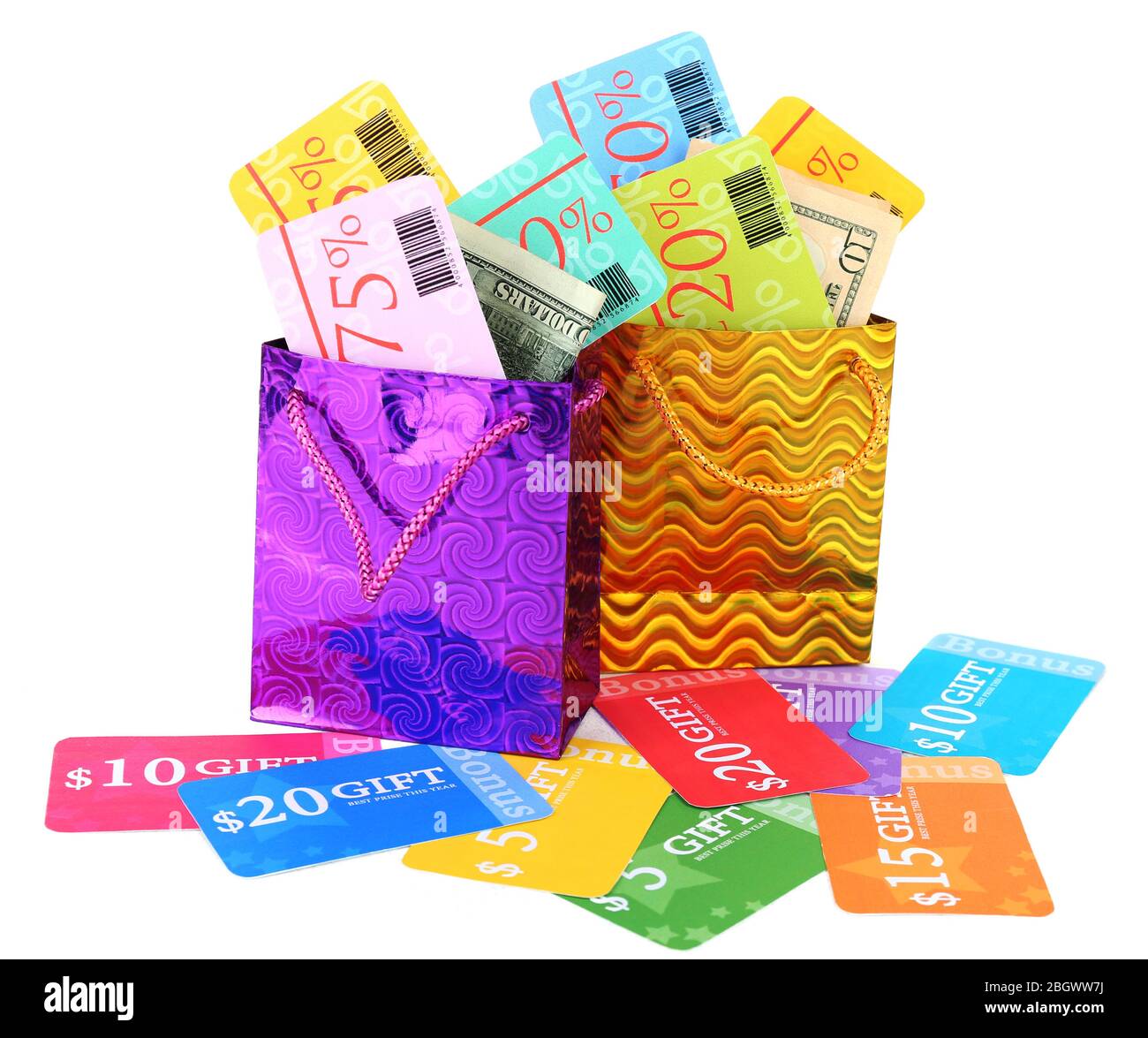 Set of coupons for shopping to save money isolated on white Stock Photo ...