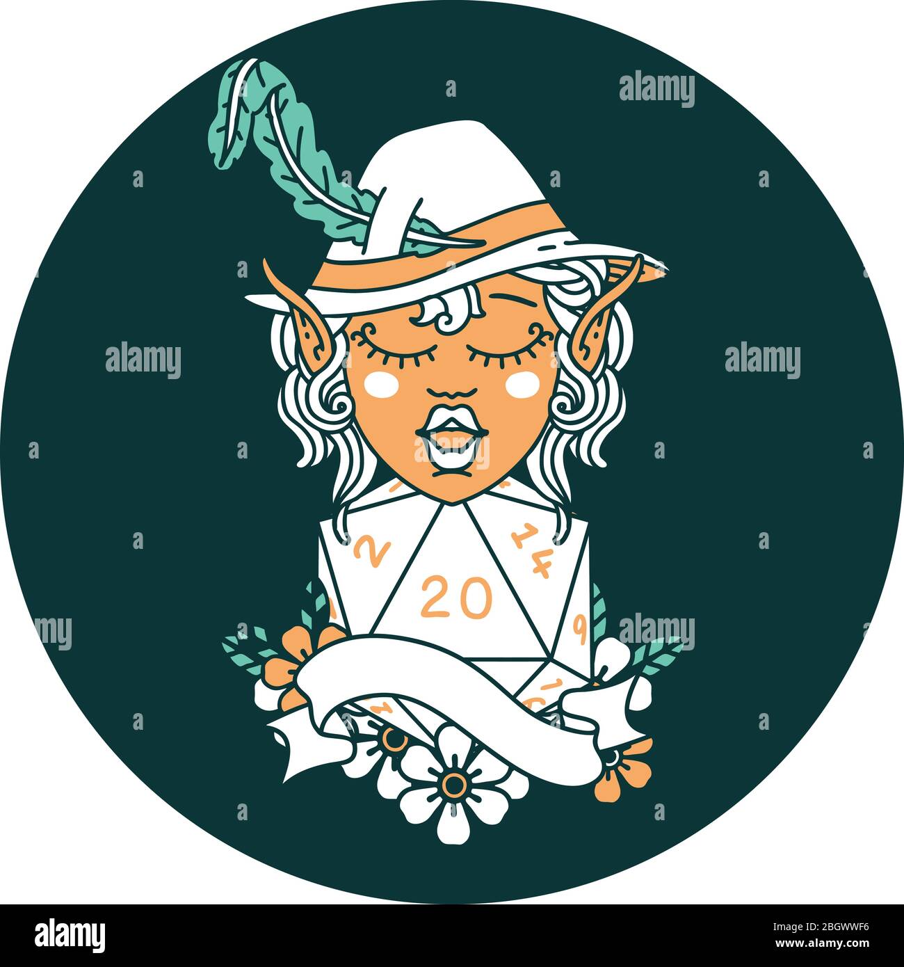 icon of elf bard character with natural twenty Stock Vector Image & Art ...
