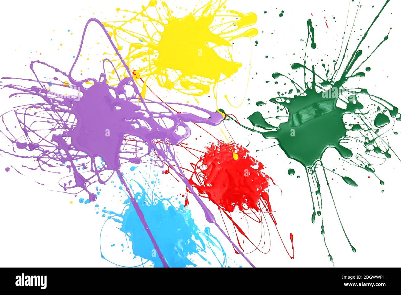 Colorful splashes of paint isolated on white Stock Photo - Alamy
