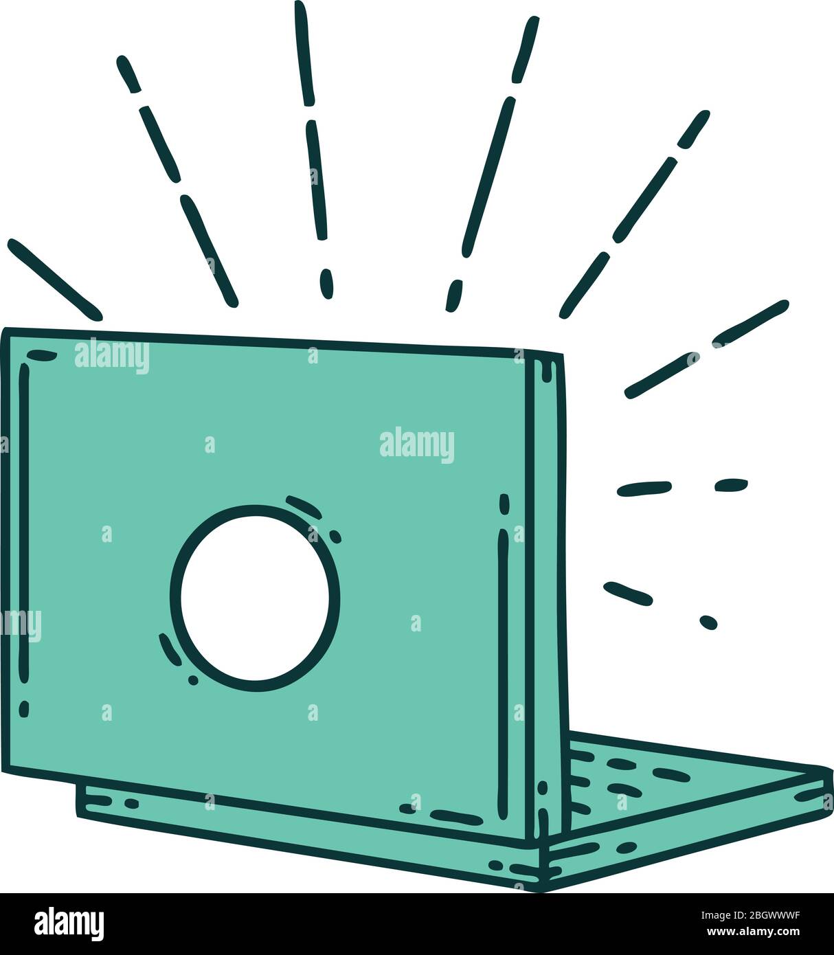 illustration of a traditional tattoo style laptop computer Stock Vector ...