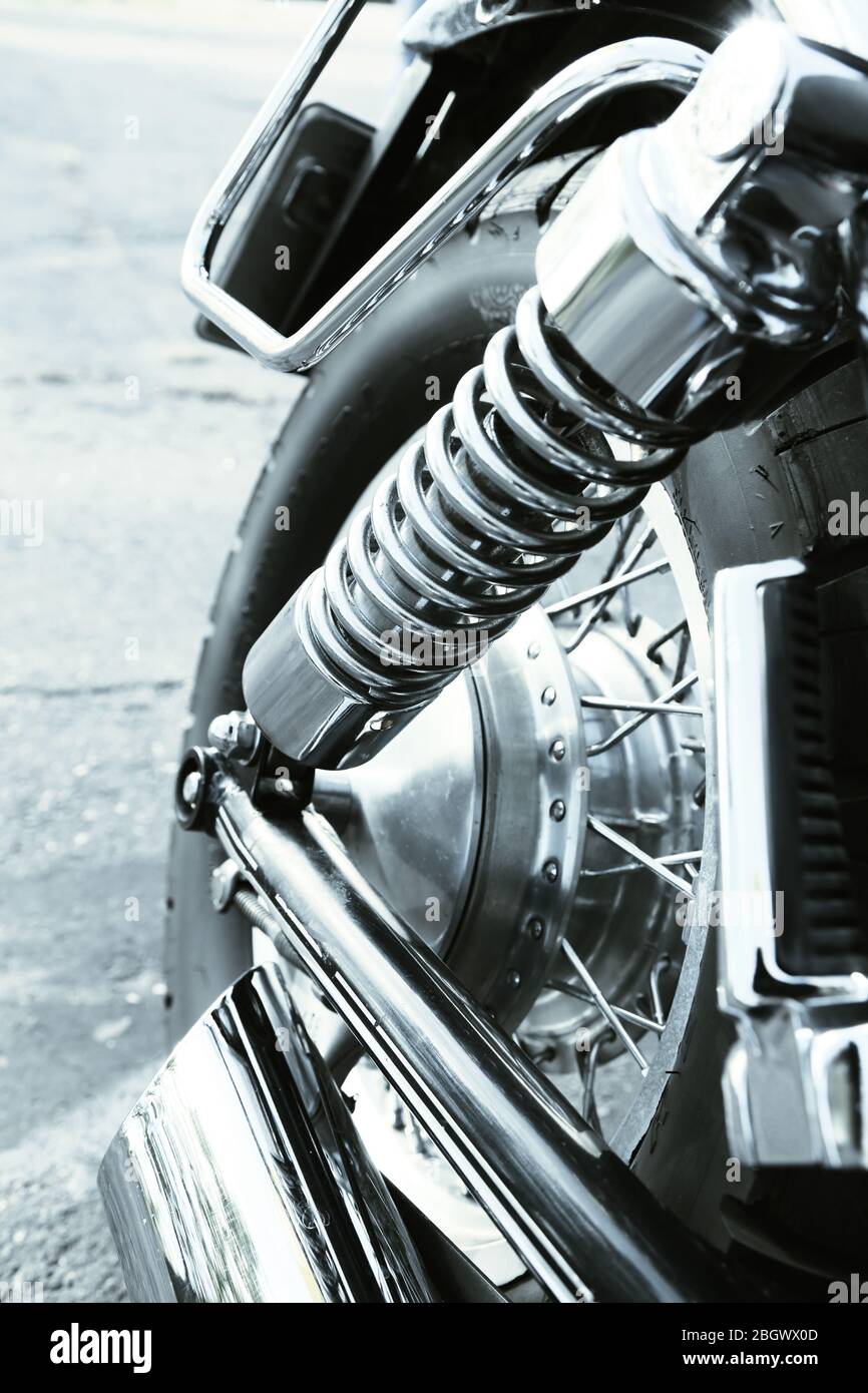 Shock absorber of motor bike with wheel hi-res stock photography and ...