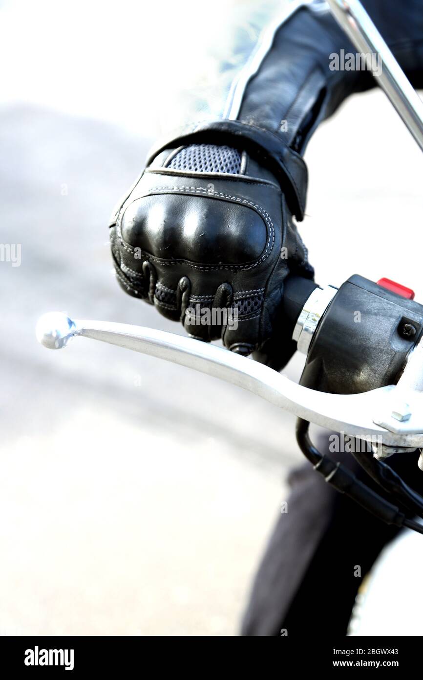 Closeup hand biker on motor hi-res stock photography and images - Alamy