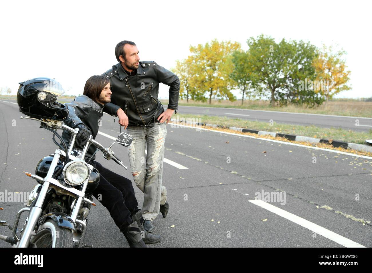 Two male motor bikers hi-res stock photography and images - Alamy