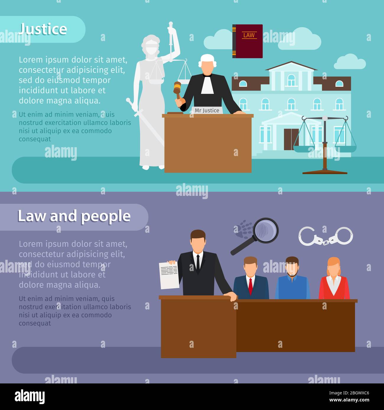 Law banners. People and law, justice and equity Stock Vector Image ...