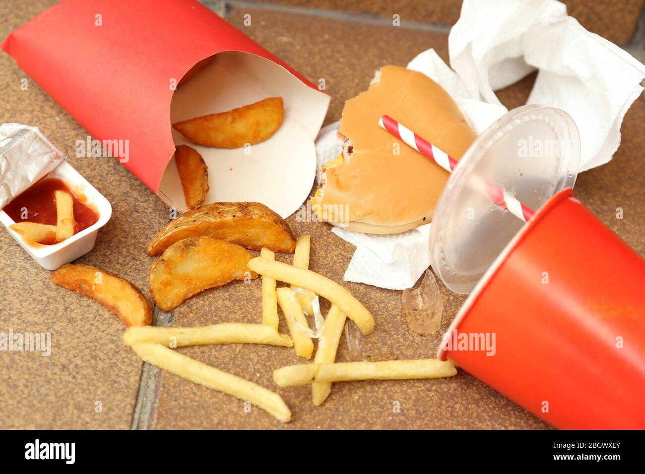 Fast food litter Stock Photo - Alamy