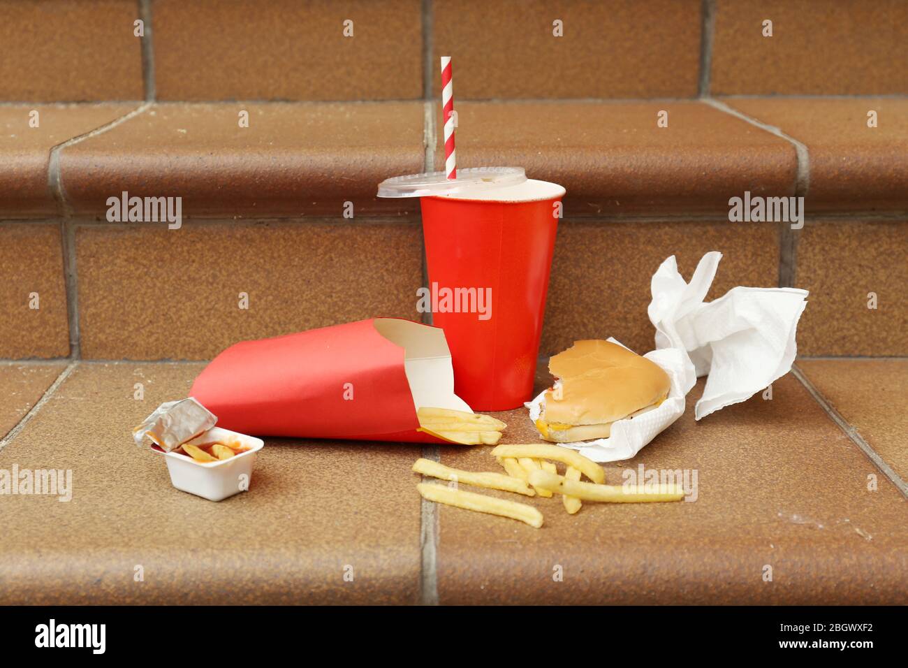 Fast food litter Stock Photo - Alamy