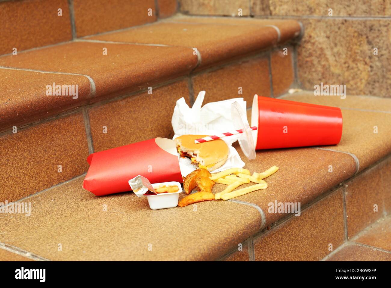 Fast food litter Stock Photo - Alamy