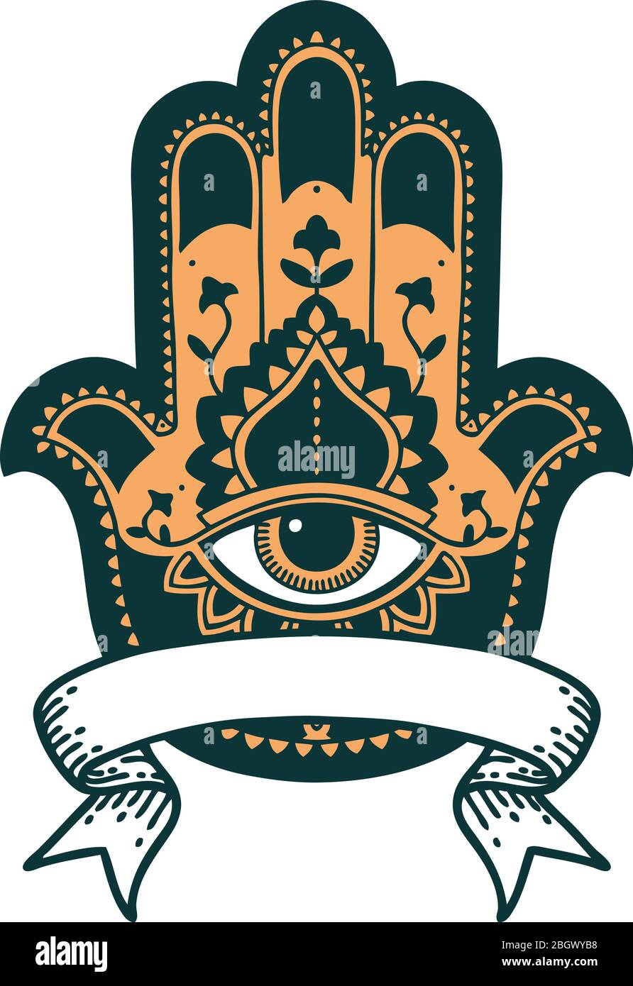 traditional tattoo with banner of a hamza Stock Vector Image & Art - Alamy