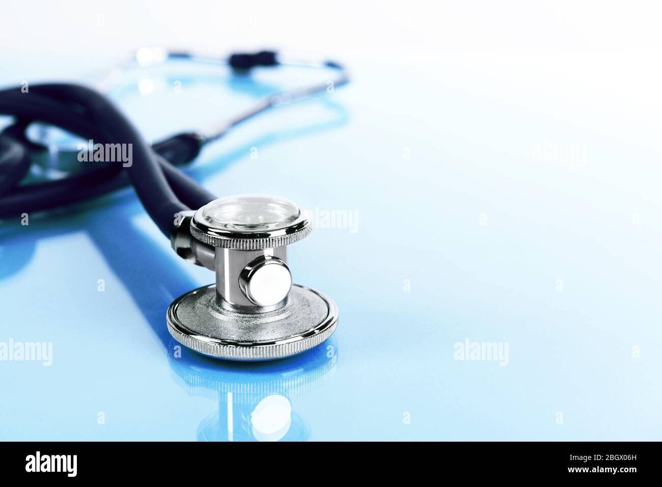 Stethoscope on light blue background Stock Photo - Alamy