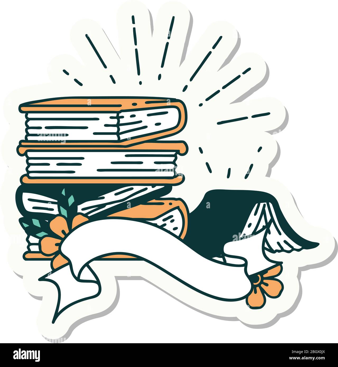 sticker of a tattoo style stack of books Stock Vector Image & Art - Alamy