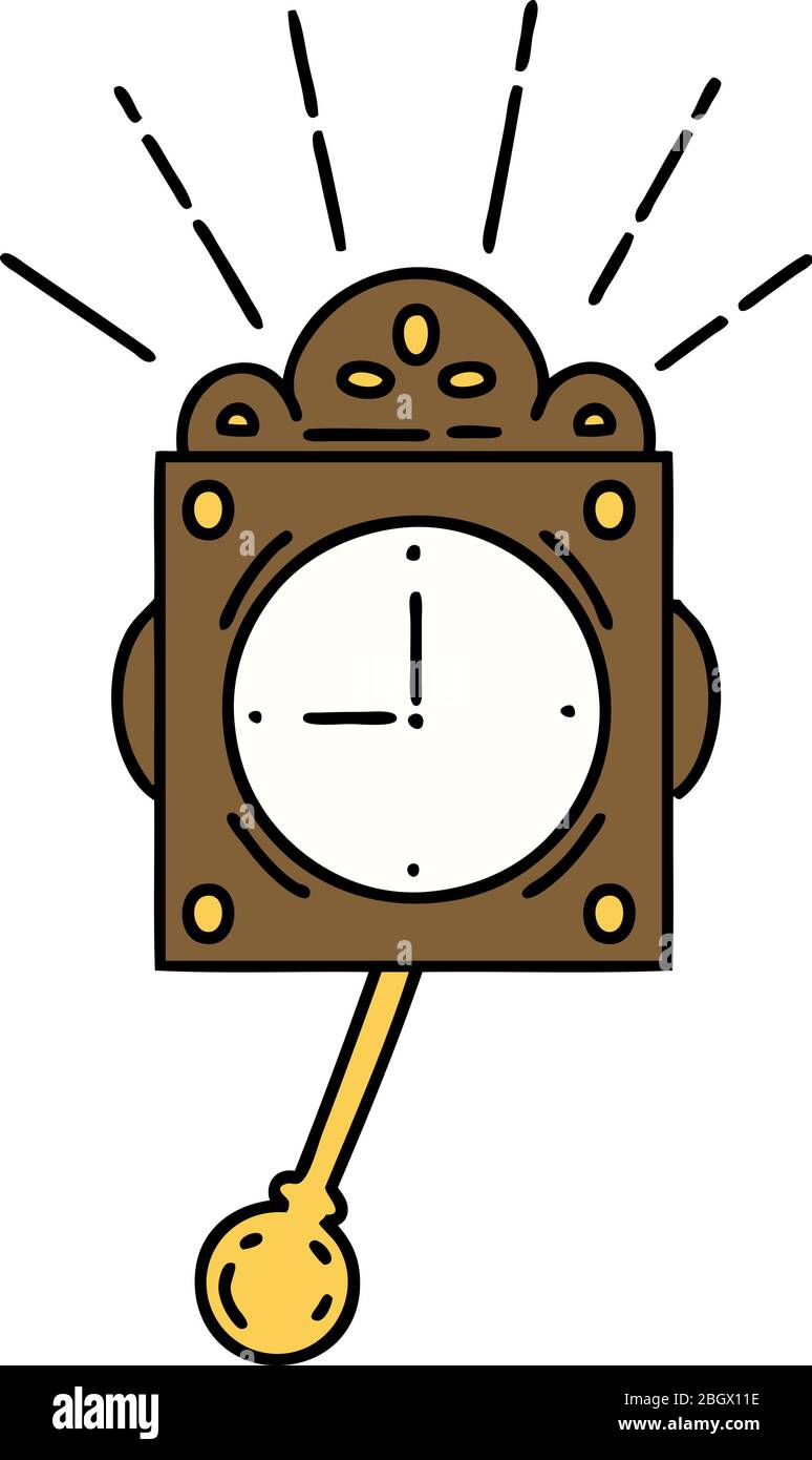 illustration of a traditional tattoo style ticking clock Stock Vector ...