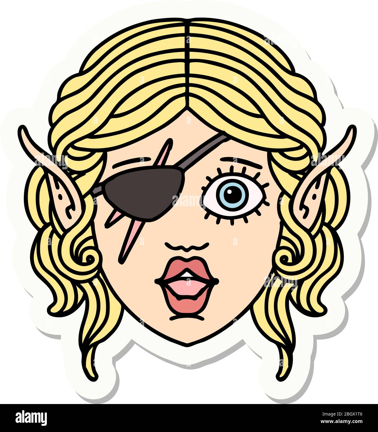 sticker of a elf rogue character face Stock Vector Image & Art - Alamy