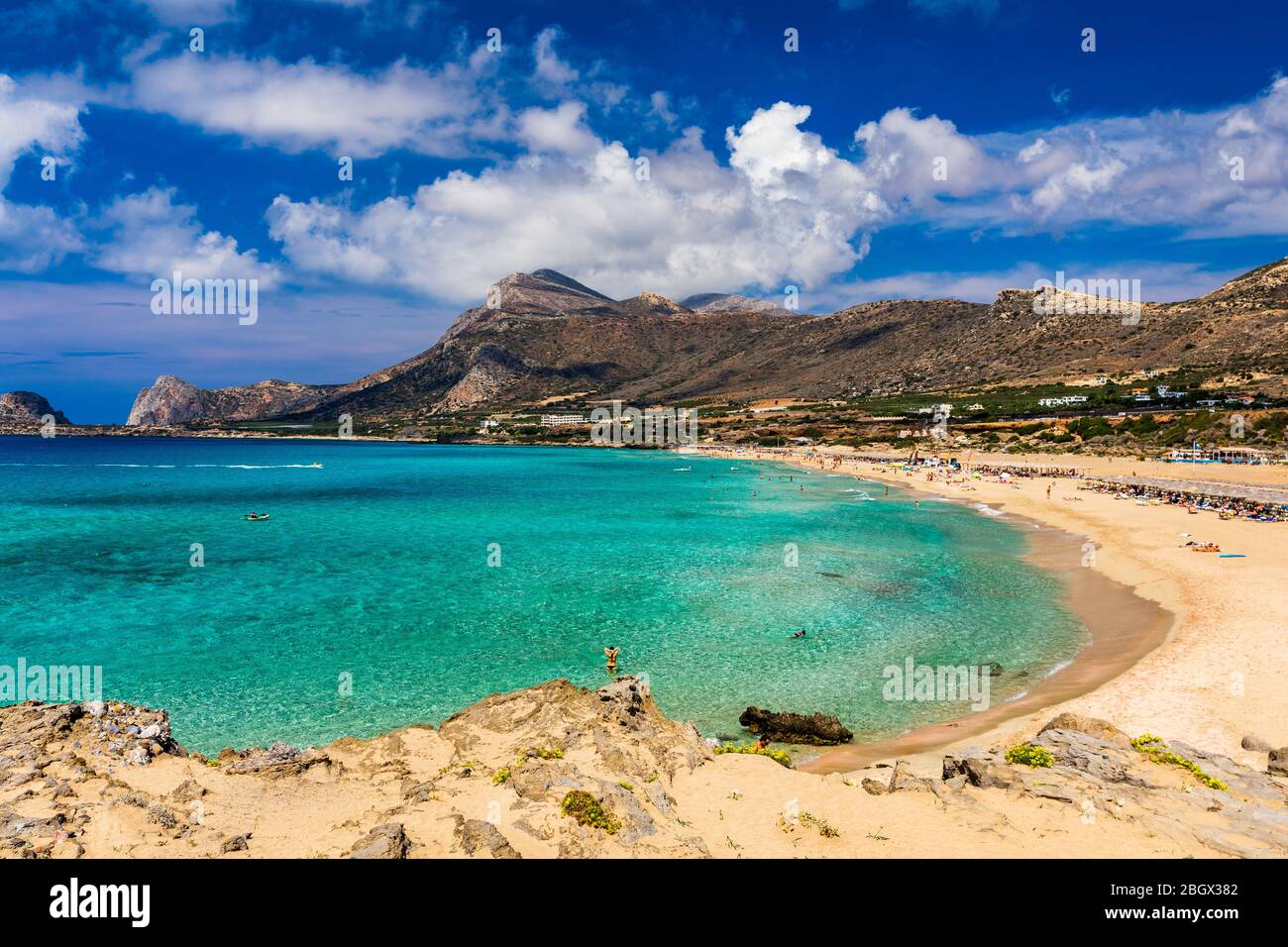 Shot of beautiful turquoise beach Falasarna (Falassarna) in Crete ...