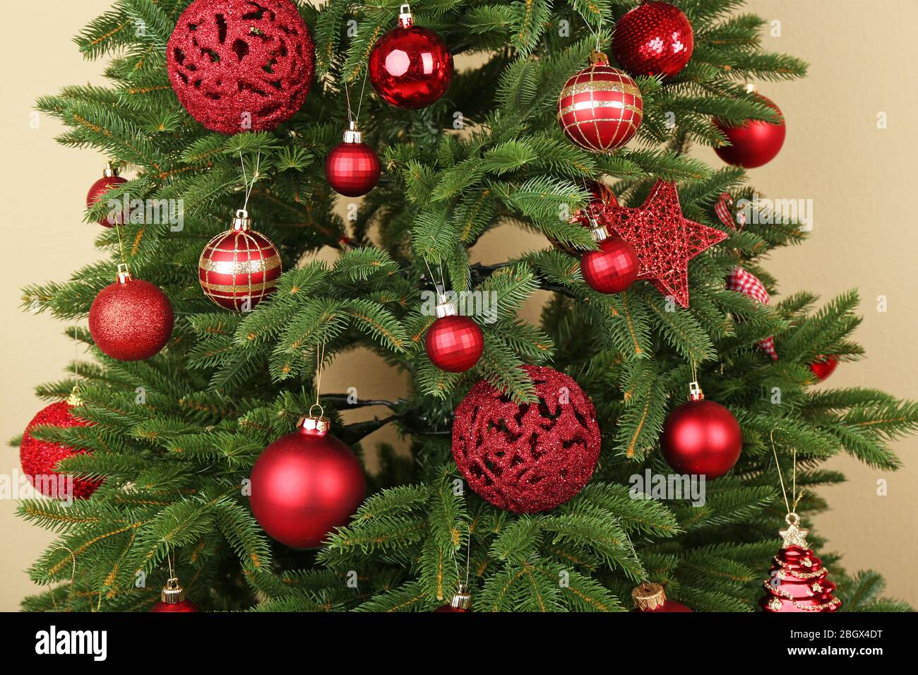Decorated Christmas tree closeup Stock Photo - Alamy