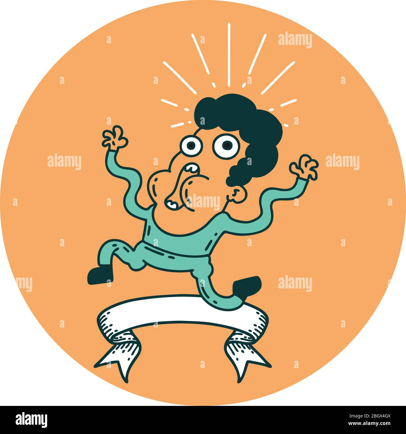 icon of a tattoo style frightened man Stock Vector Image & Art - Alamy