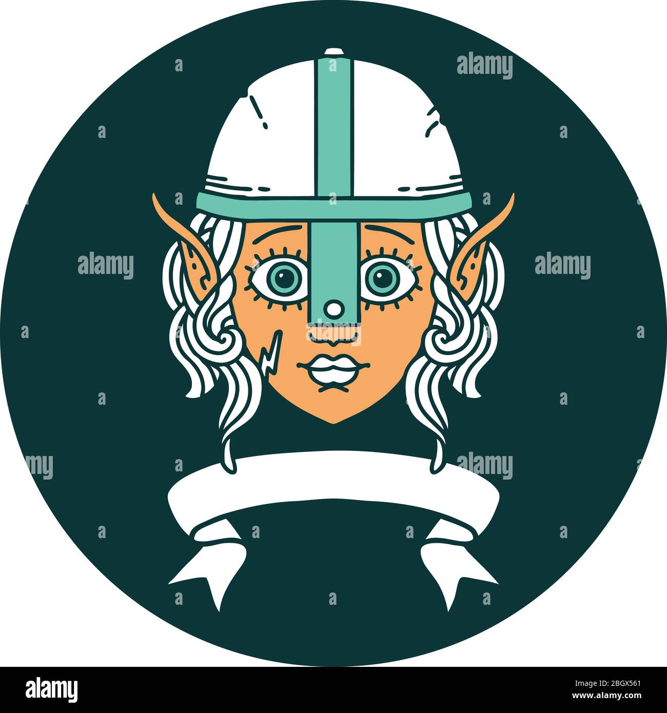 icon of elf fighter character face with banner Stock Vector Image & Art ...