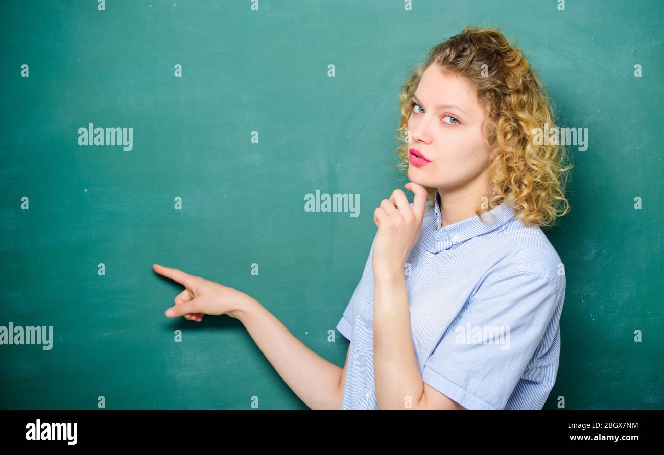 Just look here. Teachers enlighten path of success. Woman teacher in ...