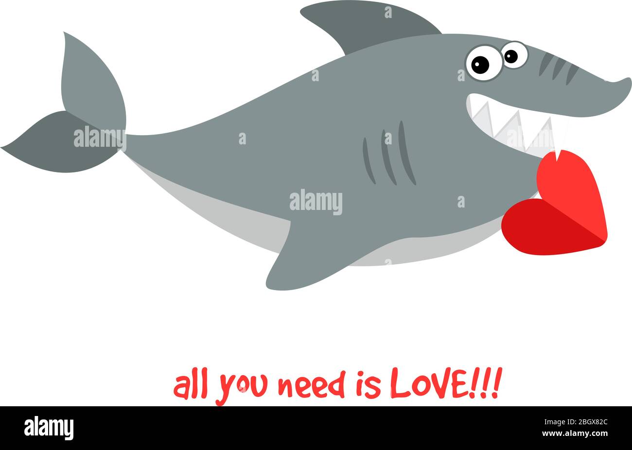 Friendly smiling cartoon shark on white background vector illustration ...