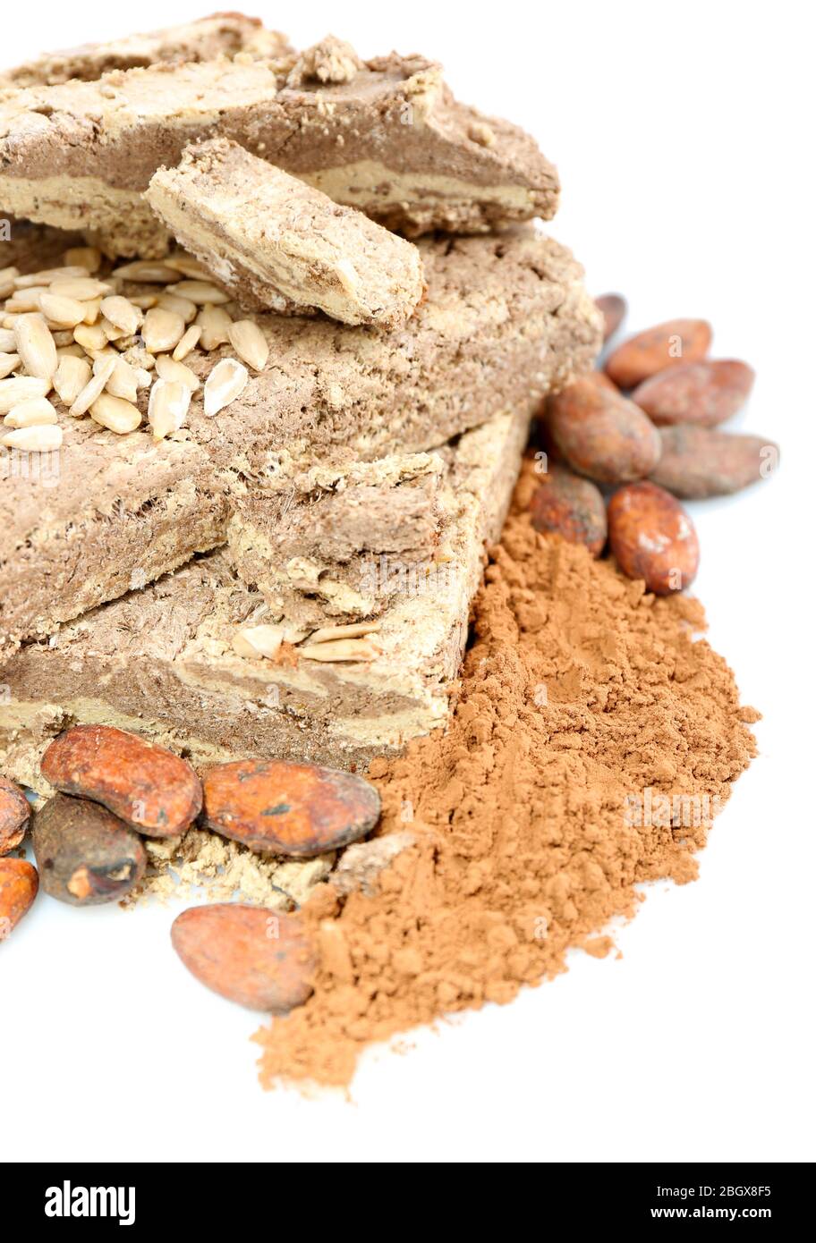 Sunflower halva with cocoa isolated on white background Stock Photo - Alamy