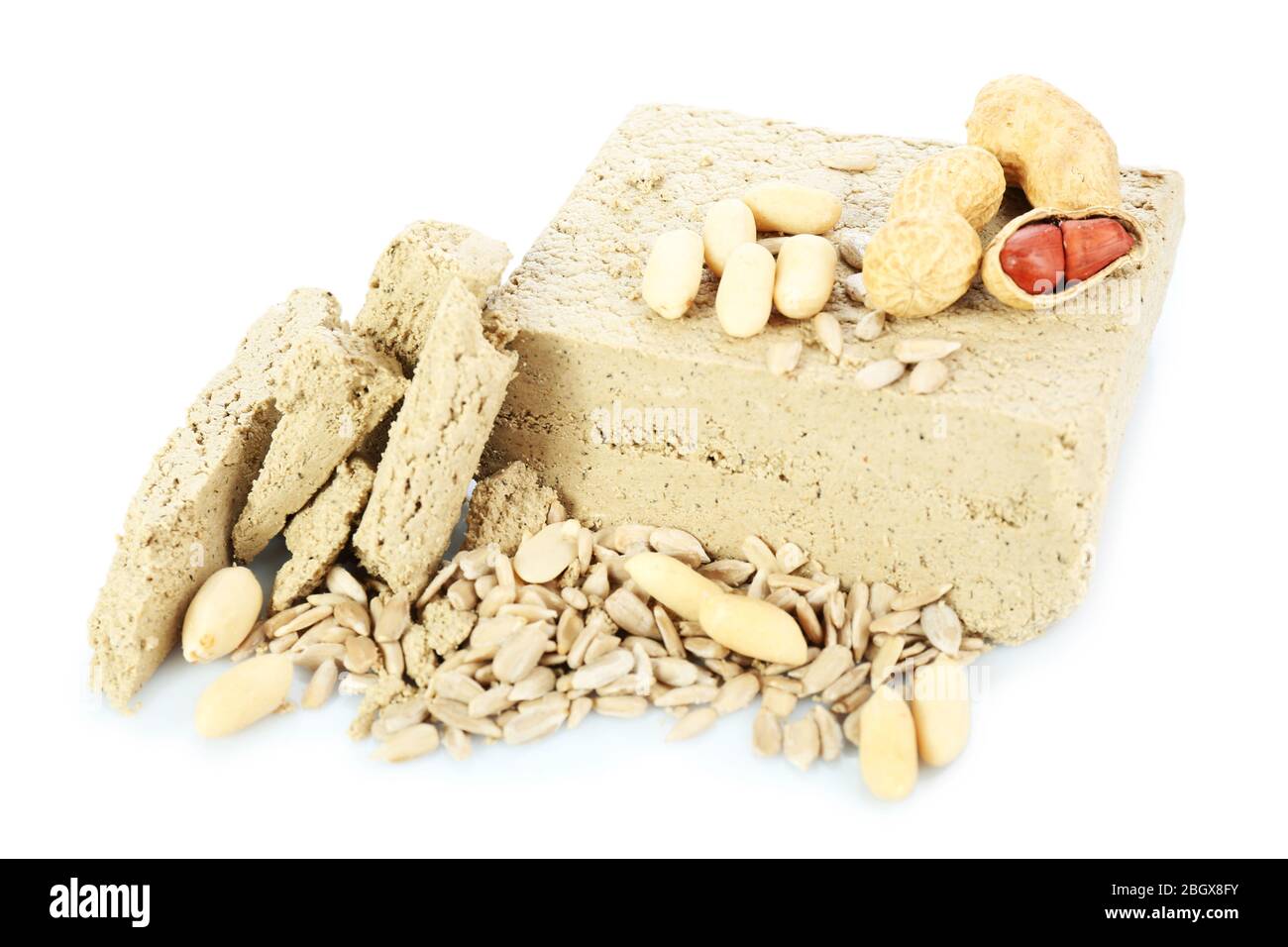 Sunflower halva with peanuts isolated on white background Stock Photo ...