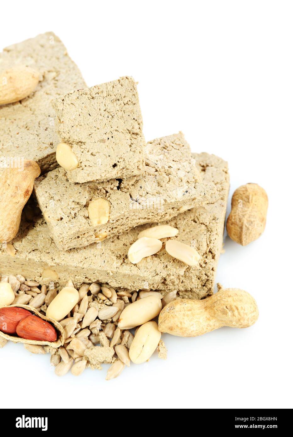 Sunflower halva with peanuts isolated on white background Stock Photo ...