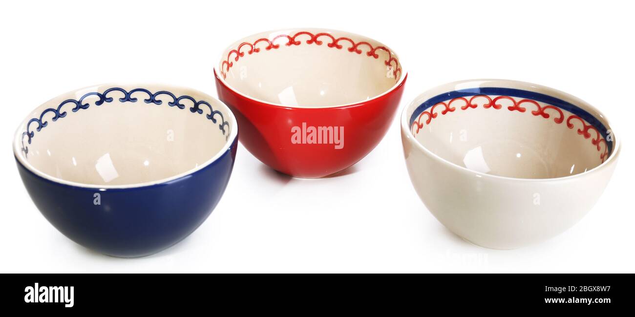 Empty bowls isolated on white Stock Photo - Alamy