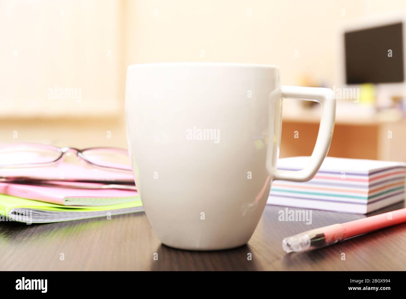 Cup of tea in office Stock Photo - Alamy