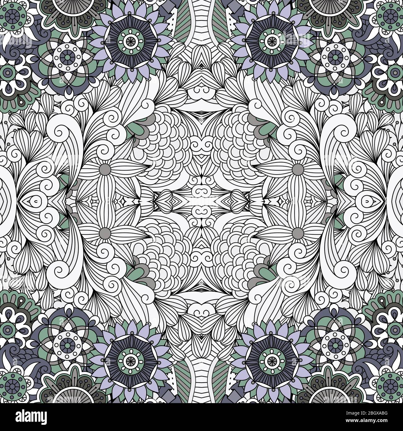 Beautiful geometric design on white background with floral designs and ...