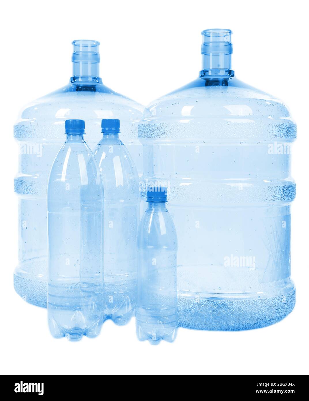 Different water bottles isolated on white Stock Photo - Alamy