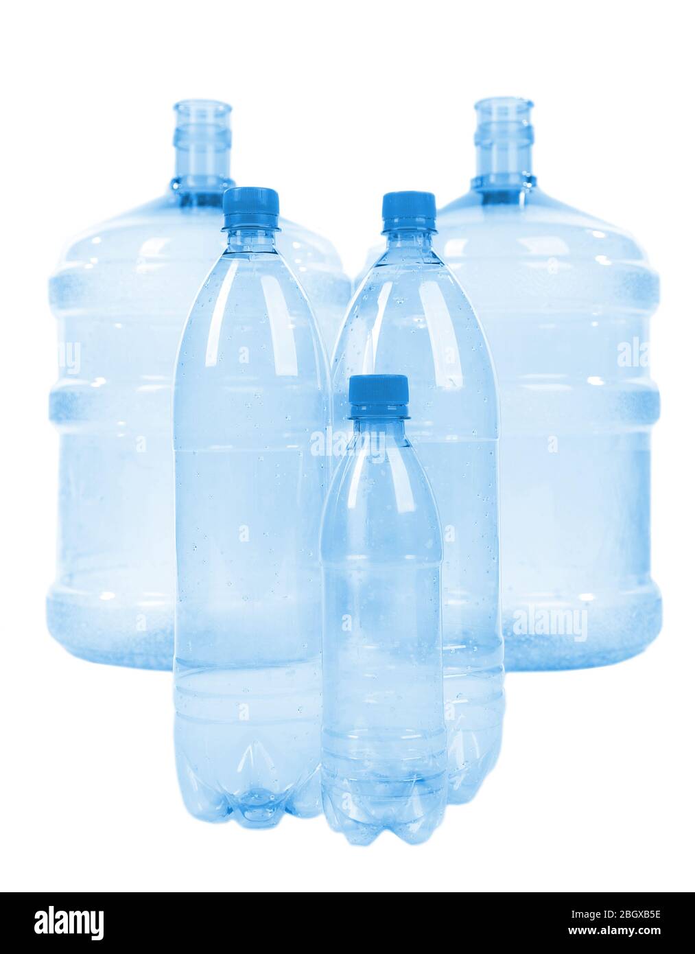 Different water bottles isolated on white Stock Photo - Alamy