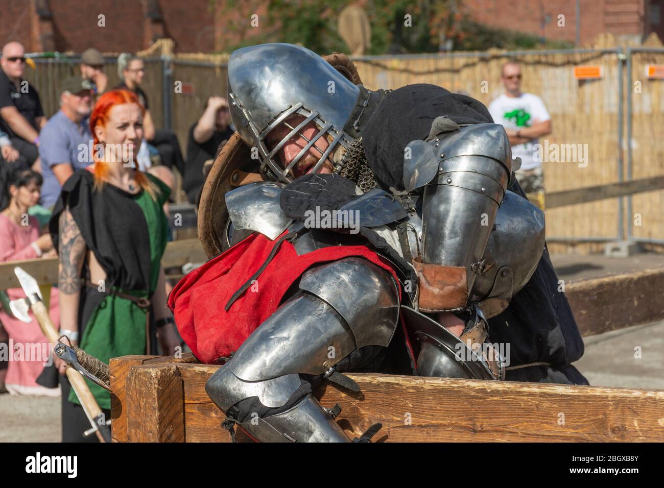 Buhurt fighters at Hämeenlinna Medieval Fair in hämeenlinna Finland in ...