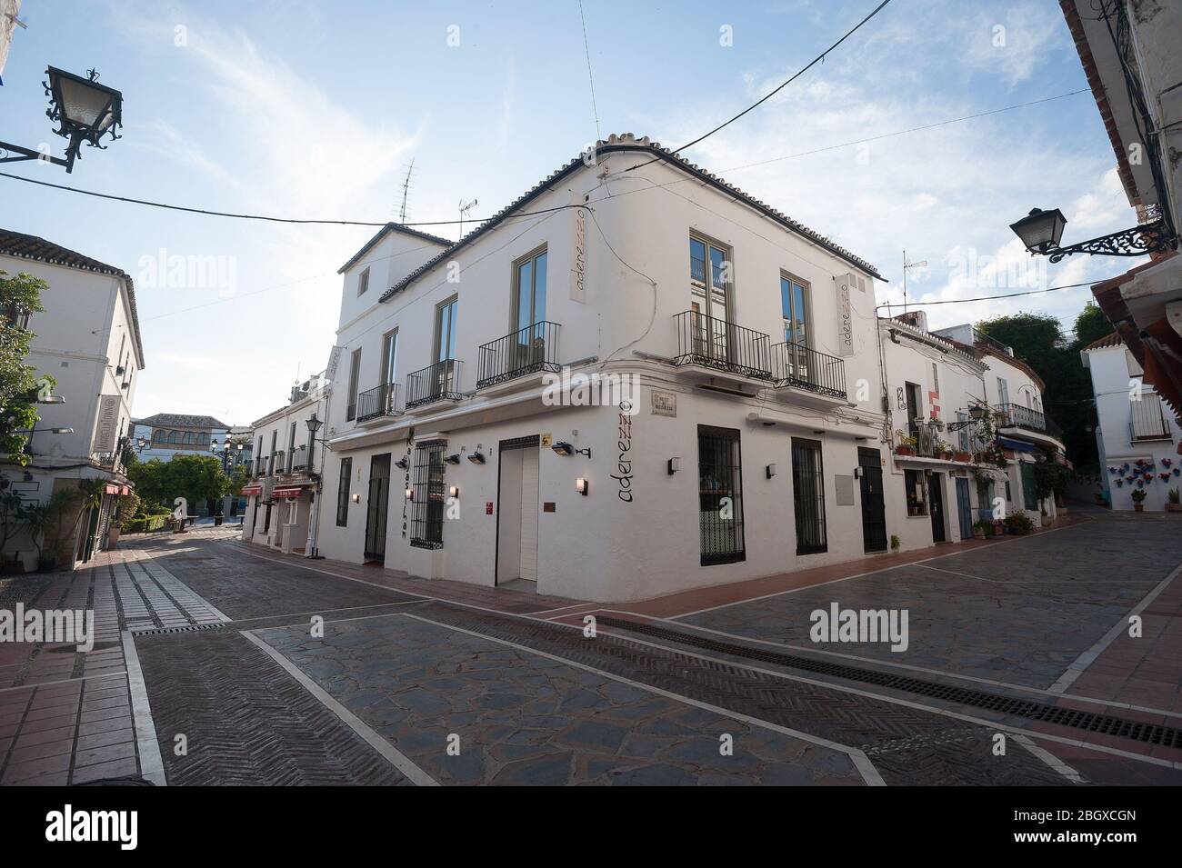 Malaga, Spain. 22nd Apr, 2020. An empty street is seen in Marbella ...